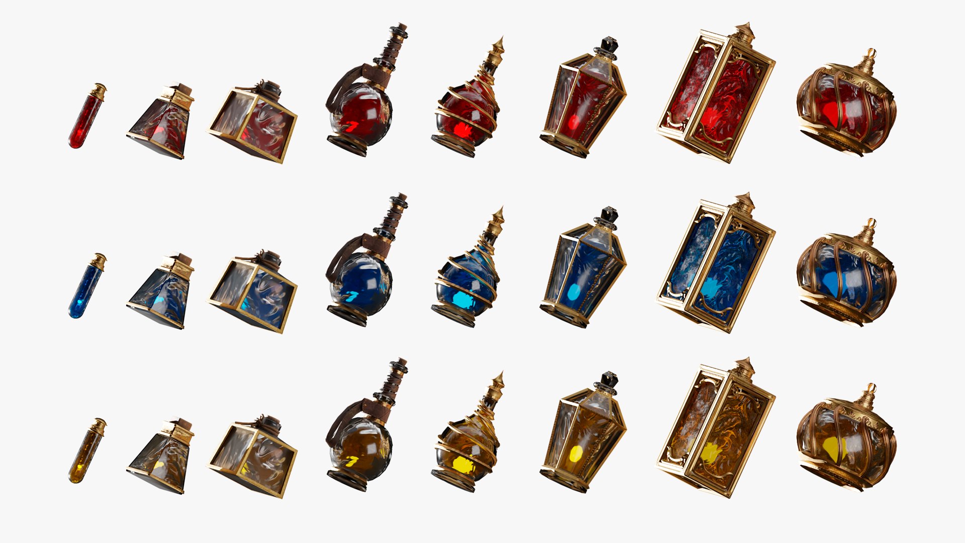 Health Potion Bottle Set 3D Model - TurboSquid 1795451