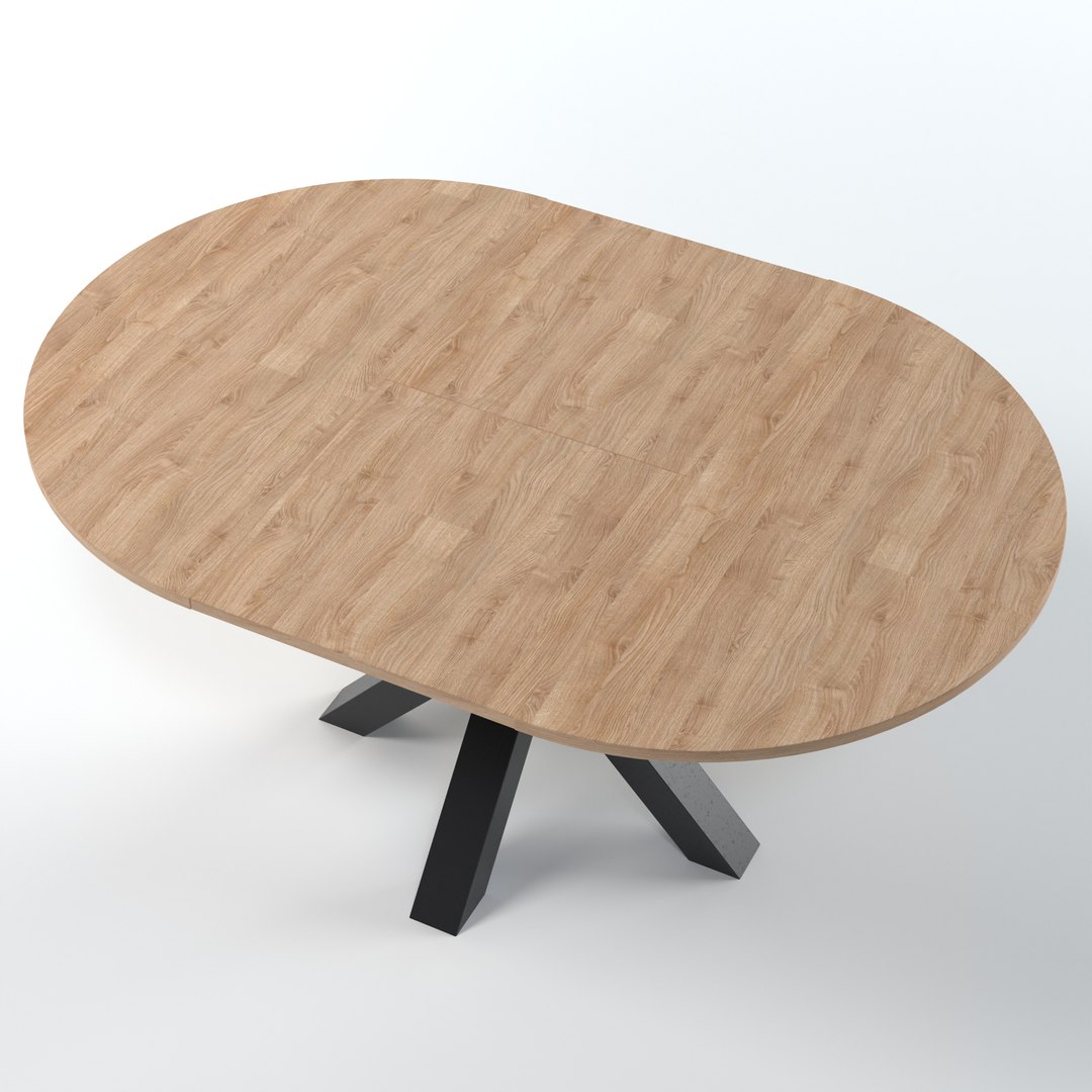 High-Quality Realistic Long Wood Table With Steel Legs 3D Model ...