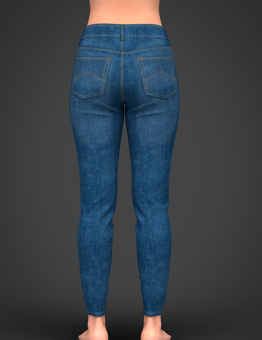 3D Model Women Blue Denim Jeans - TurboSquid 1989000