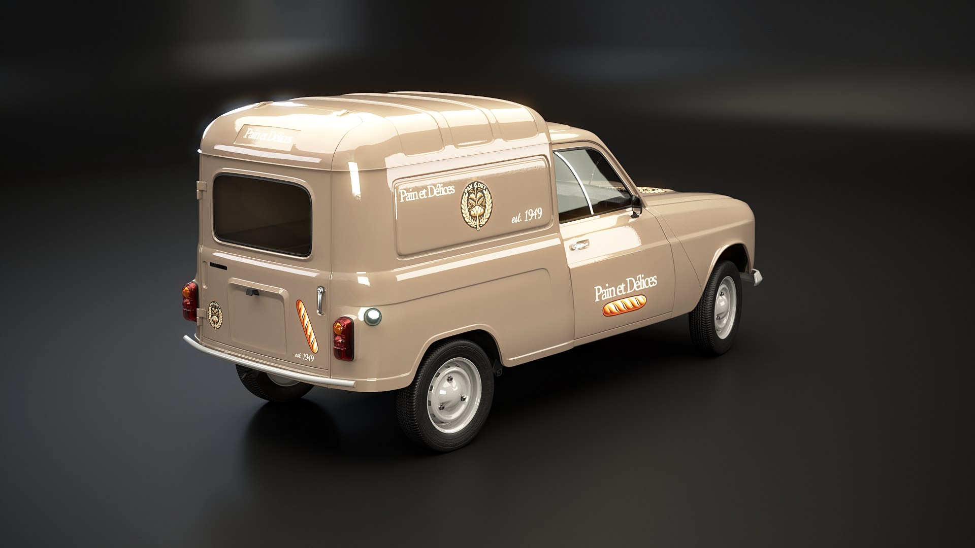 3D Model Renault 4 Van French Bakery - TurboSquid 2208798