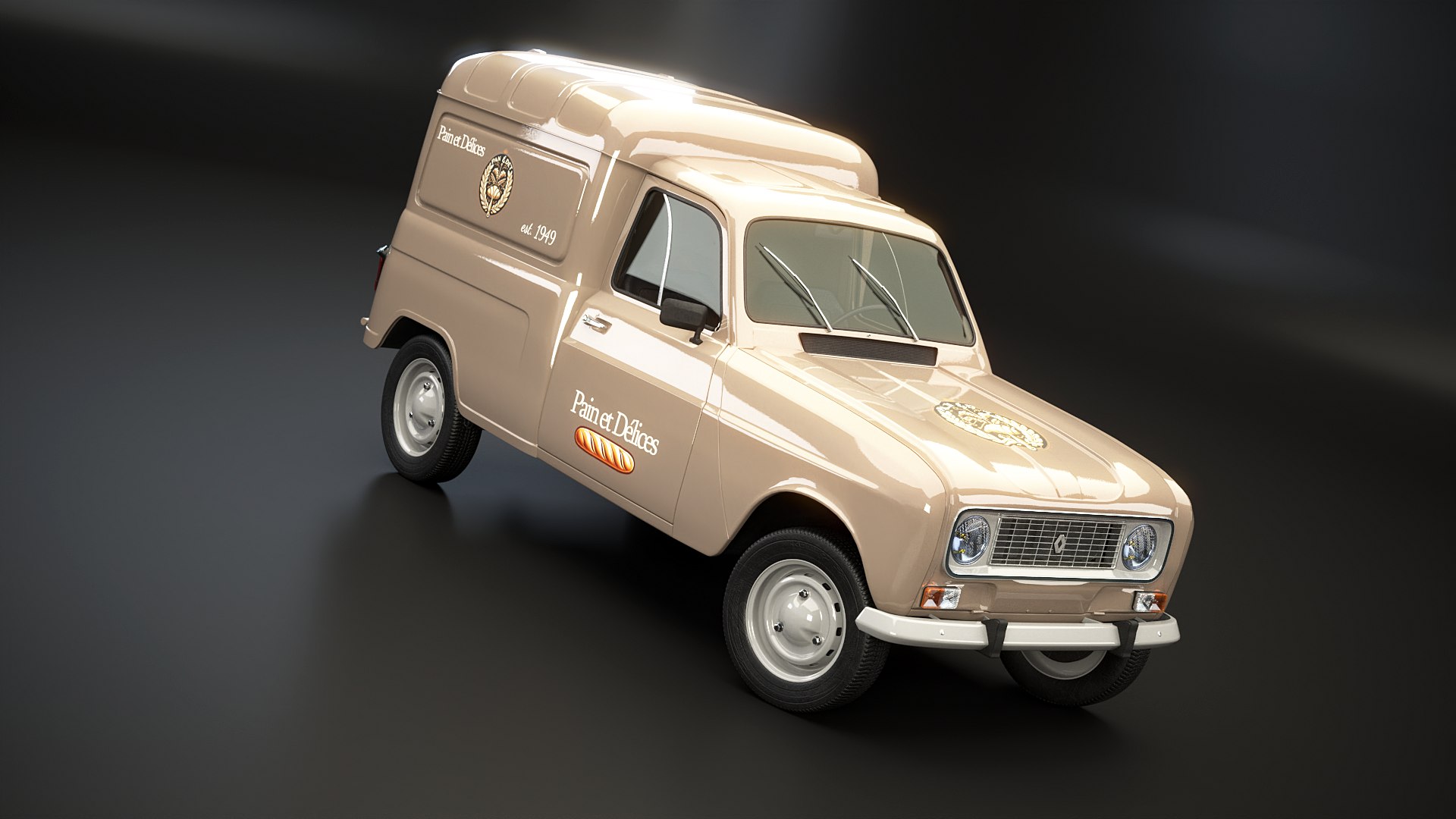 3D Model Renault 4 Van French Bakery - TurboSquid 2208798