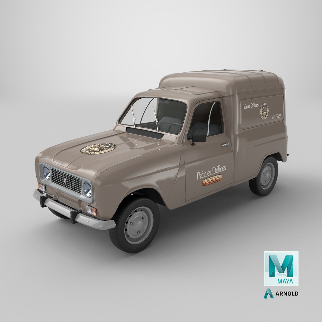 3D Model Renault 4 Van French Bakery - TurboSquid 2208798