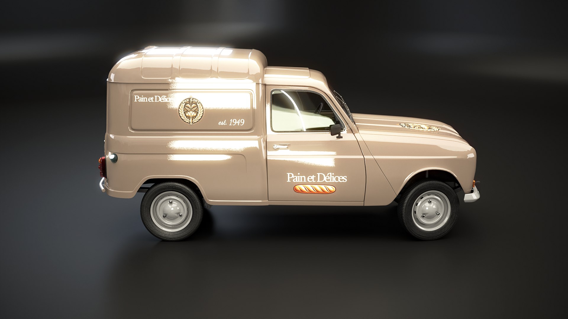 3D Model Renault 4 Van French Bakery - TurboSquid 2208798