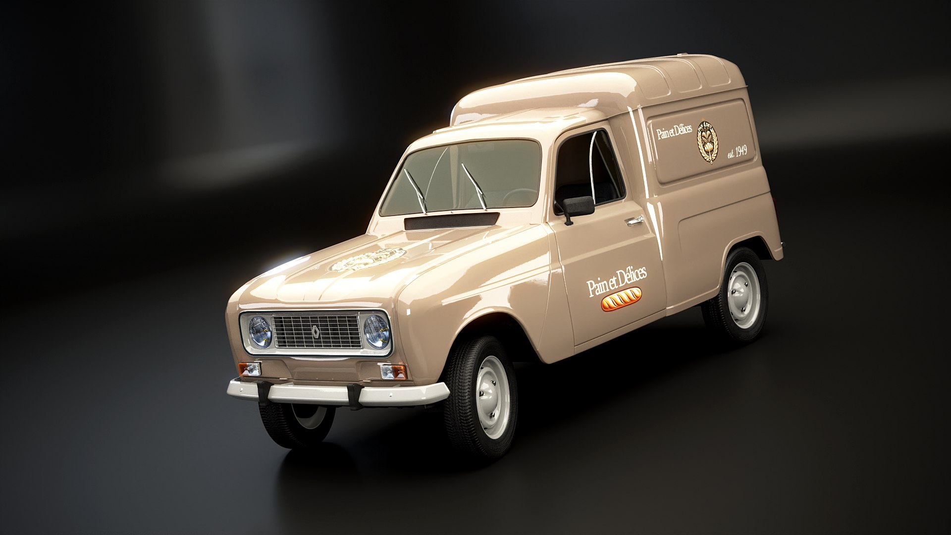 3D Model Renault 4 Van French Bakery - TurboSquid 2208798