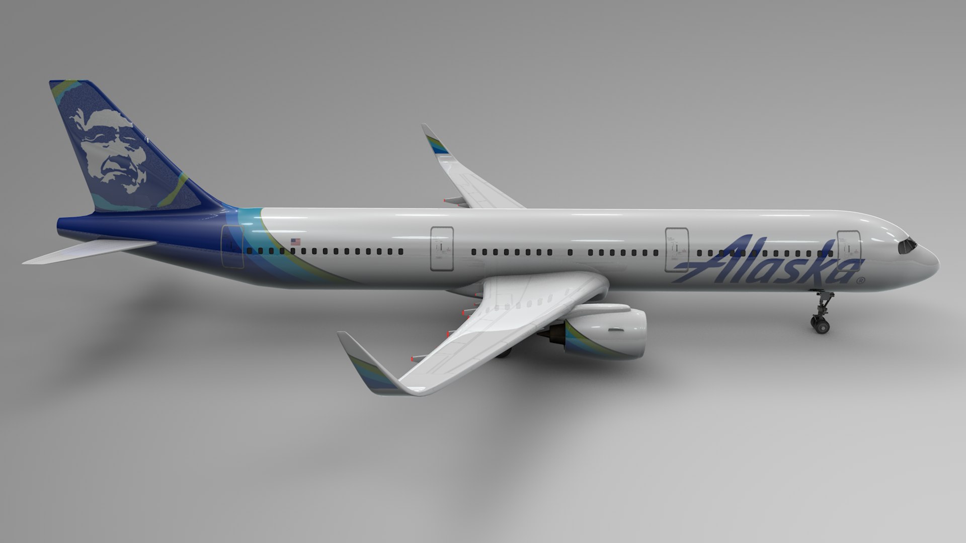 Airbus 321 Neo Alaska 3D Model - TurboSquid 1443128