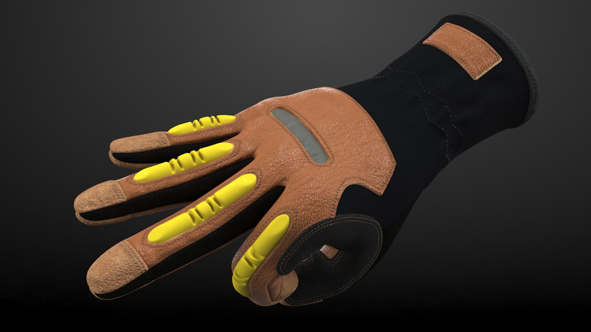 Safety Leather Gloves With Knuckle Guards OK Hand Gesture Model ...