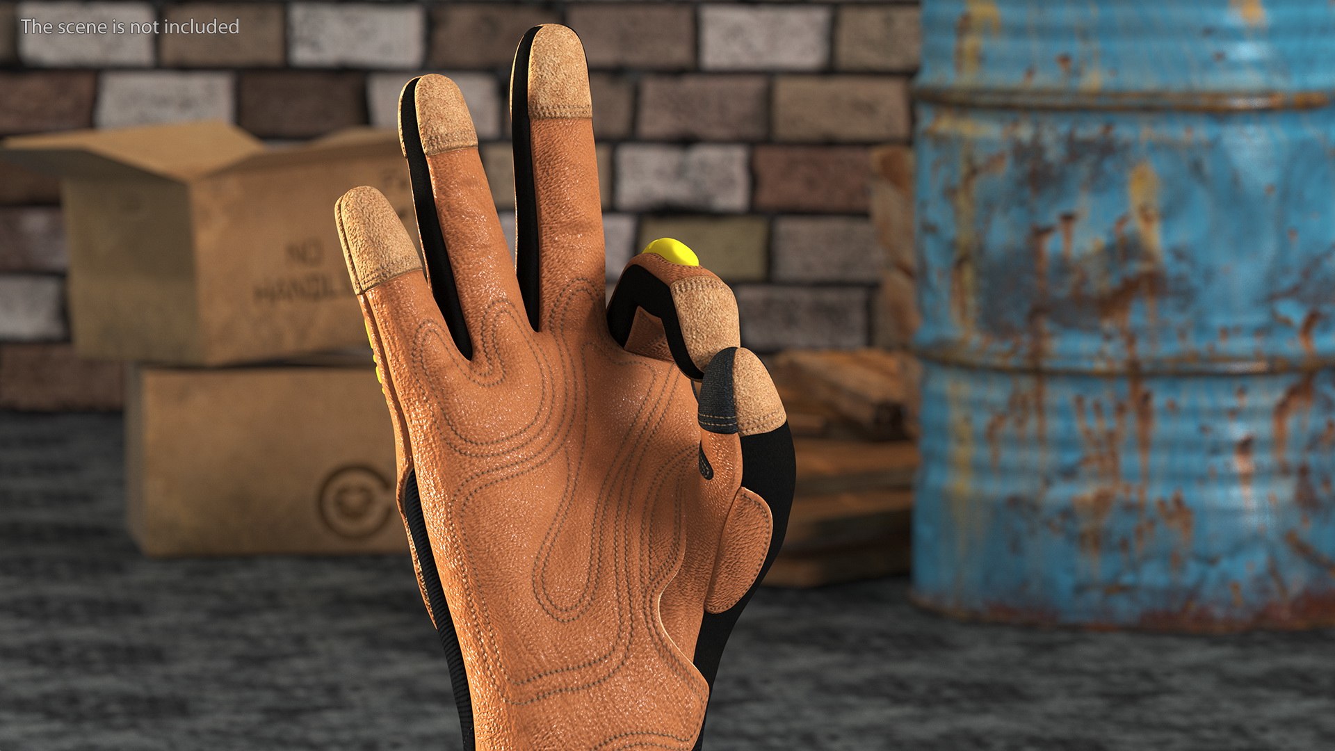 Safety Leather Gloves With Knuckle Guards OK Hand Gesture Model ...