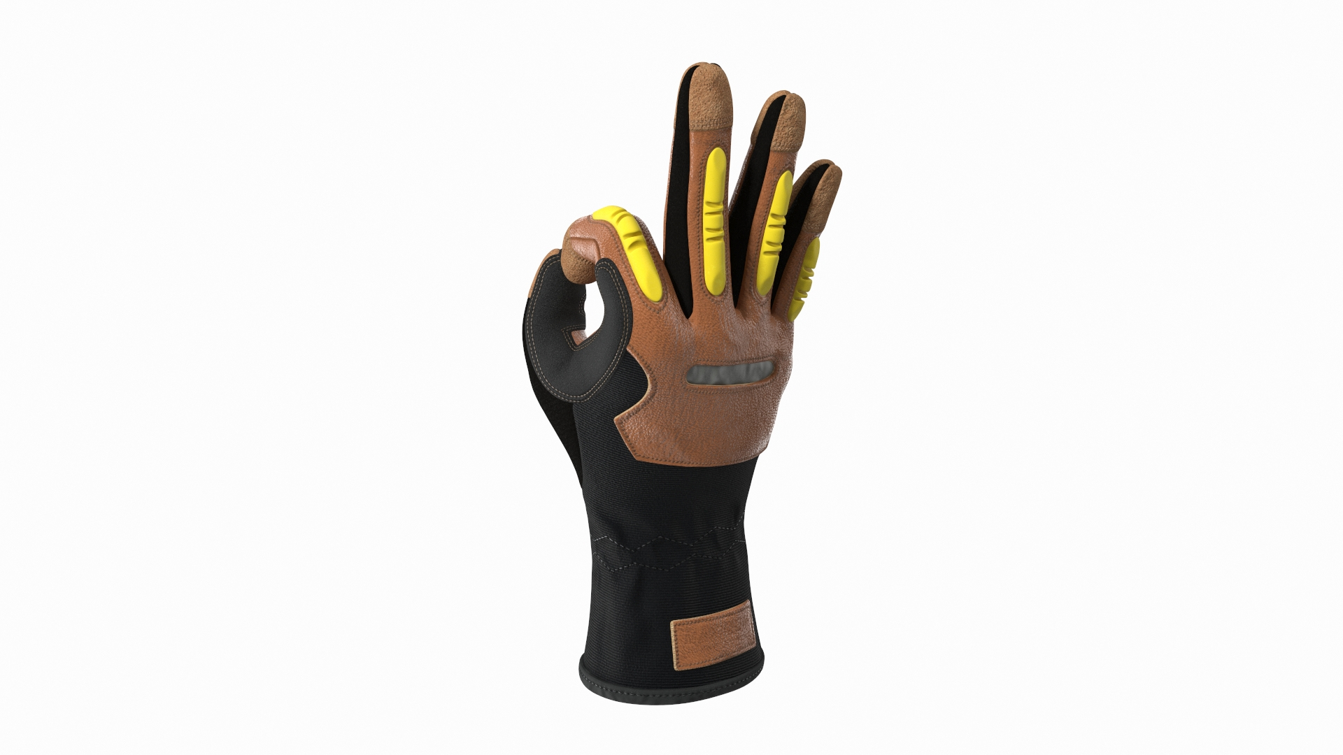 Safety Leather Gloves With Knuckle Guards OK Hand Gesture Model ...