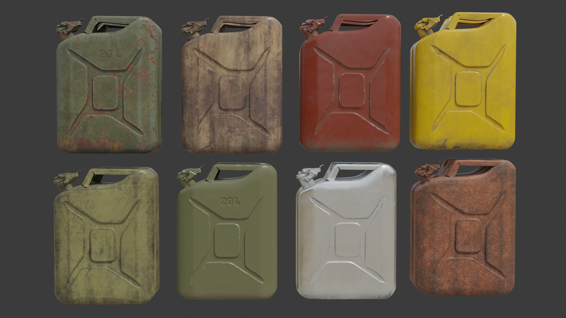 Jerry Can Collection PBR Model - TurboSquid 2499542