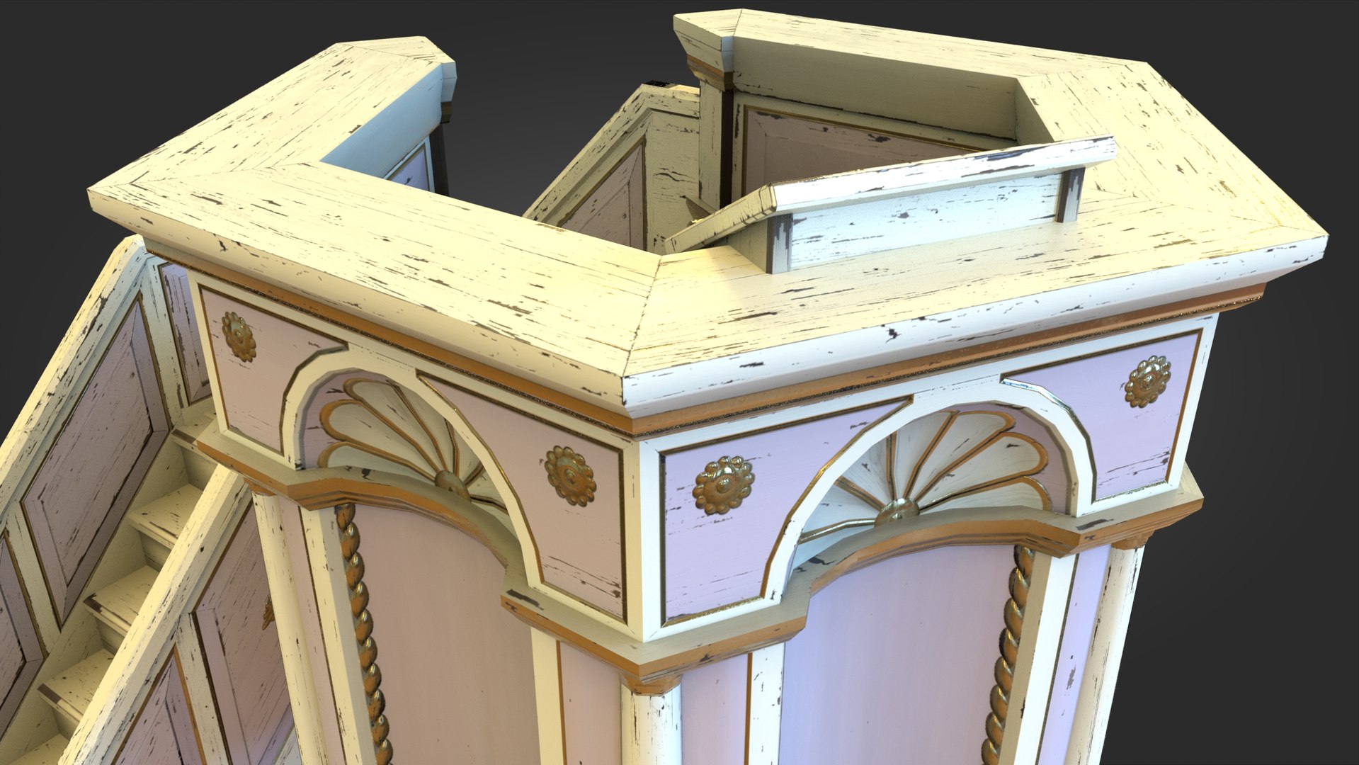 Medieval Church Pulpit Crema Rosee - PBR 3D model - TurboSquid 1817538