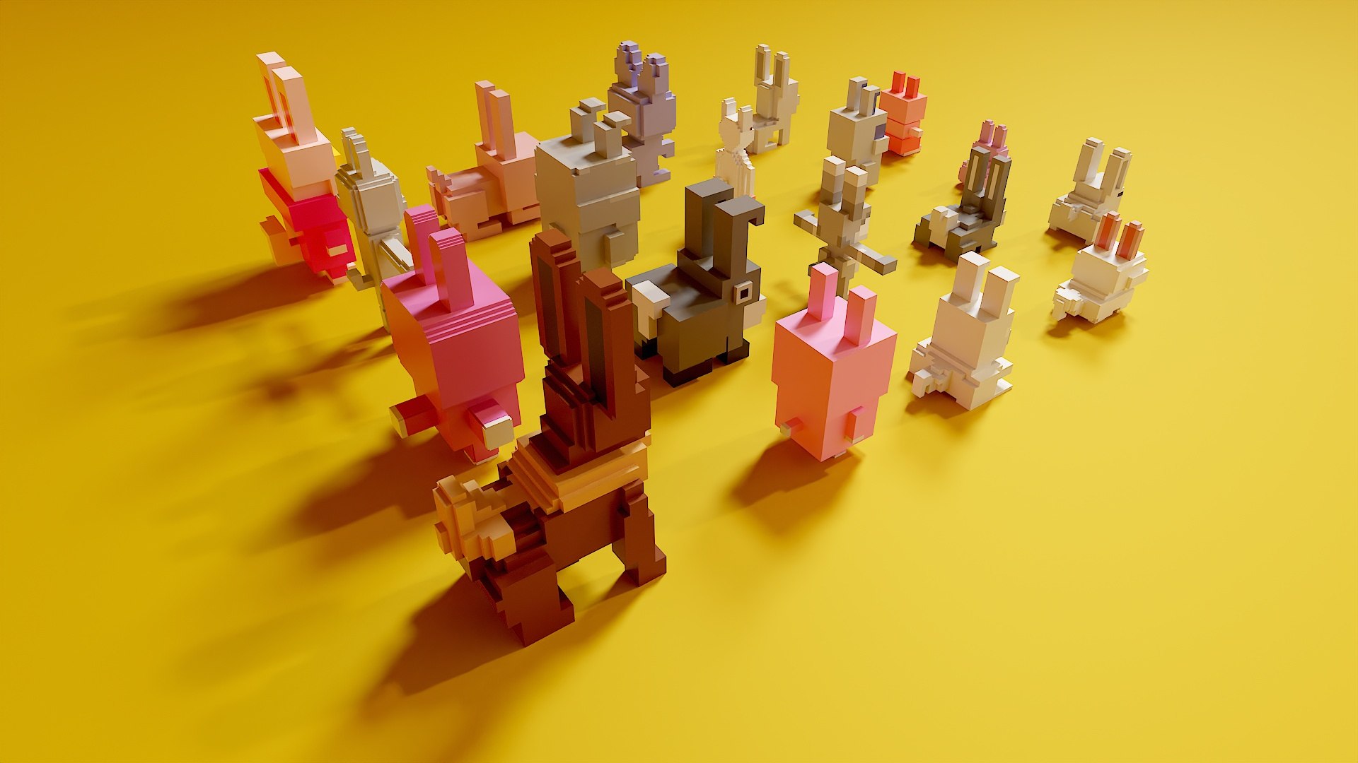 Rabbit voxel art pack 3d model model - TurboSquid 2182621