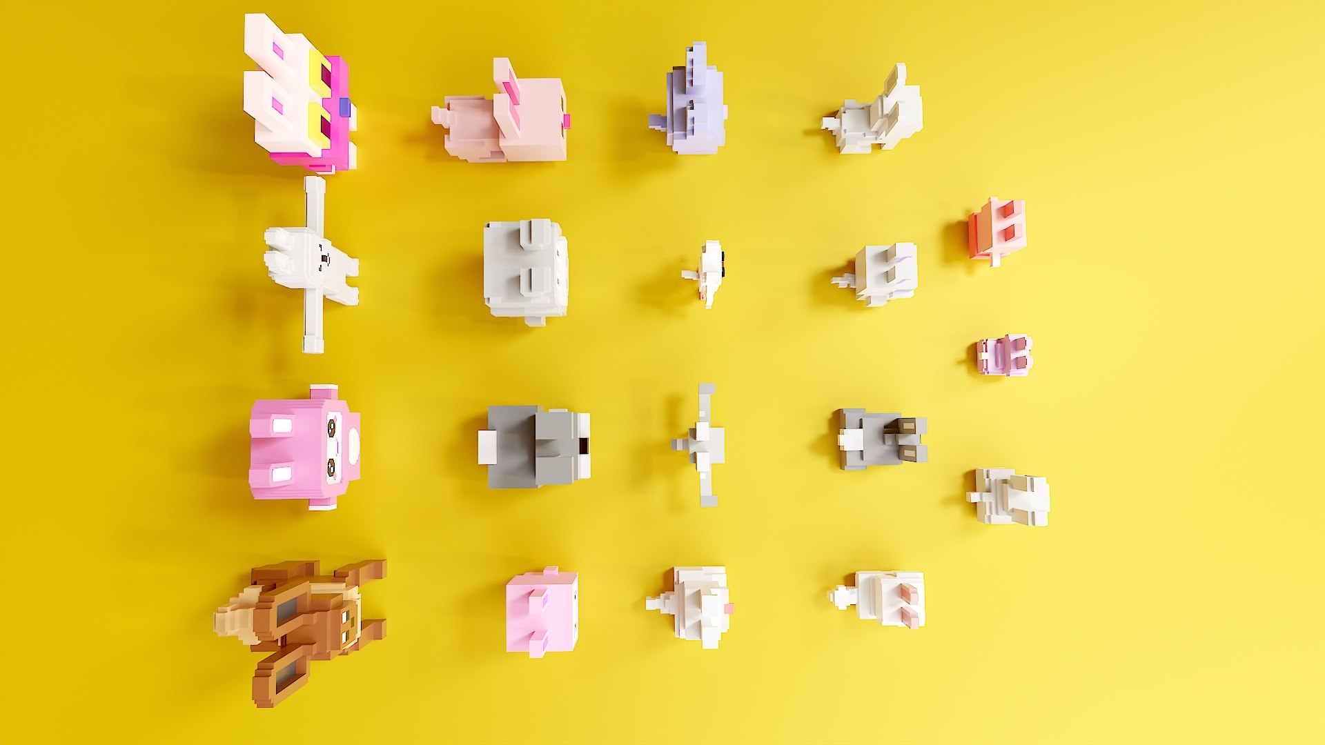 Rabbit voxel art pack 3d model model - TurboSquid 2182621