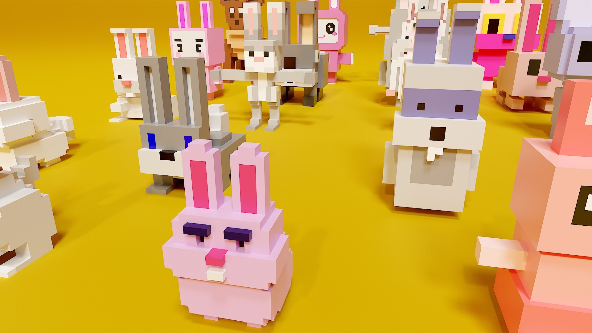 Rabbit voxel art pack 3d model model - TurboSquid 2182621
