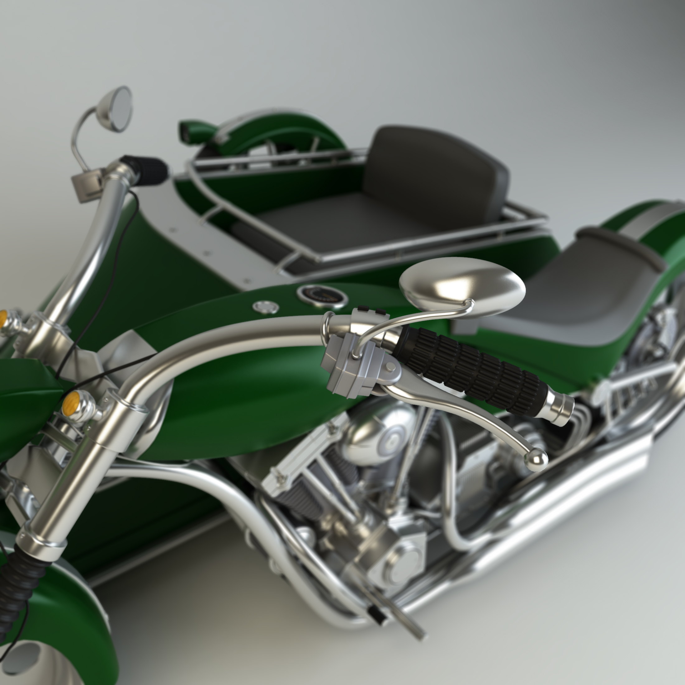 custom chopper sidecar 3d fbx