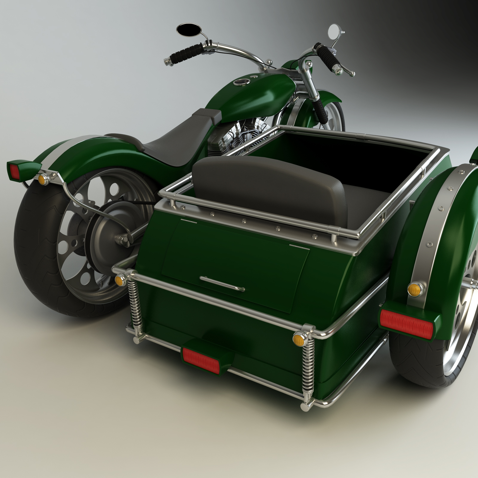 custom chopper sidecar 3d fbx