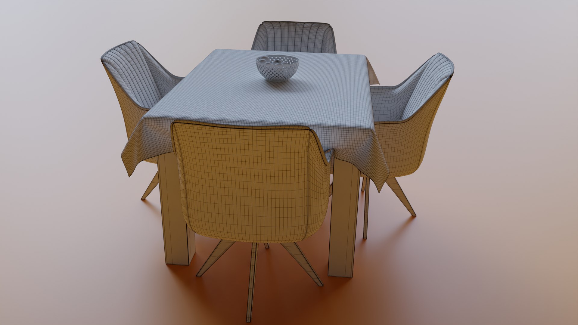 3D Table With Chairs Model - TurboSquid 2137977