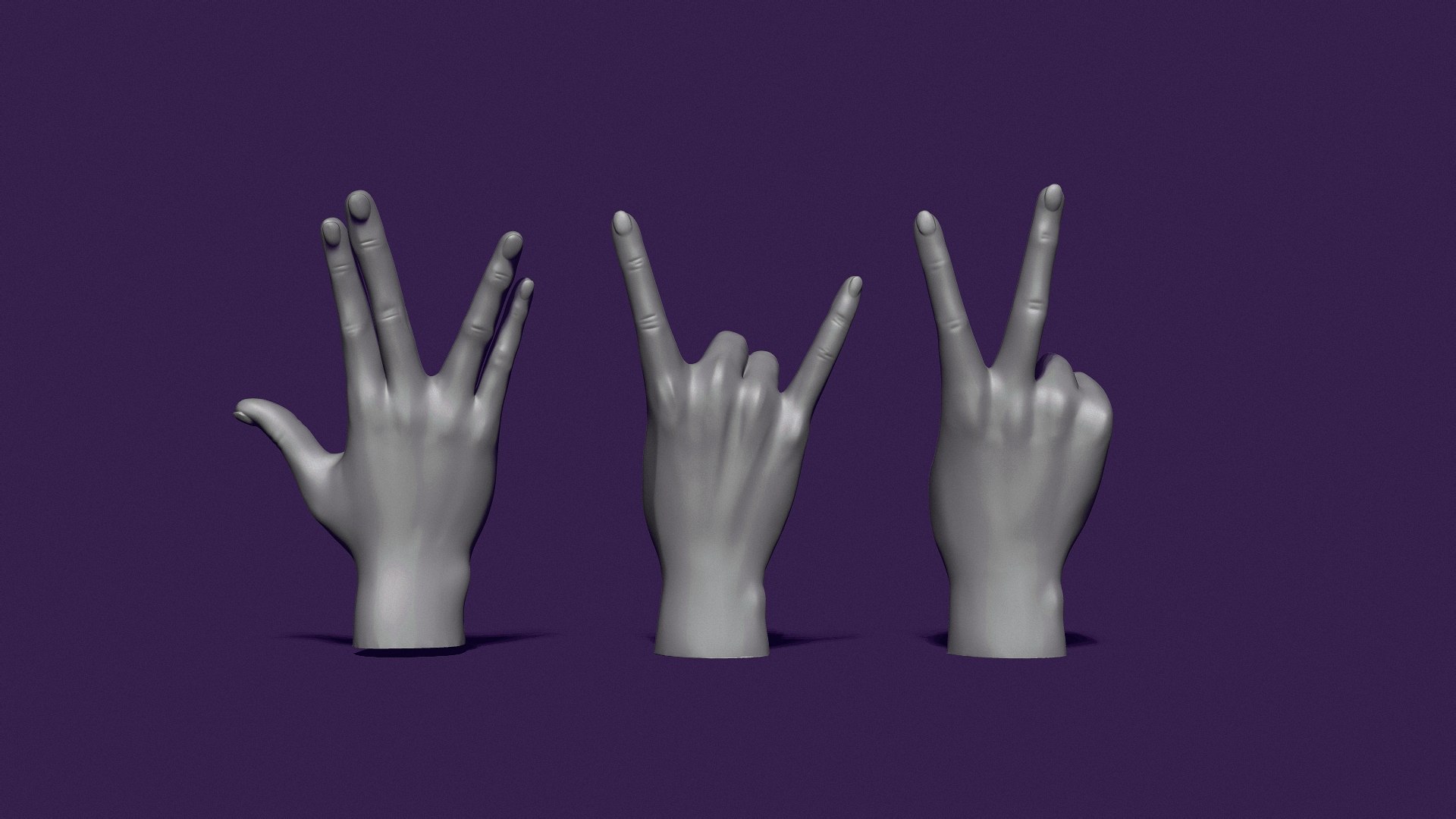 Hands In Three Poses 3D Model - TurboSquid 2132990