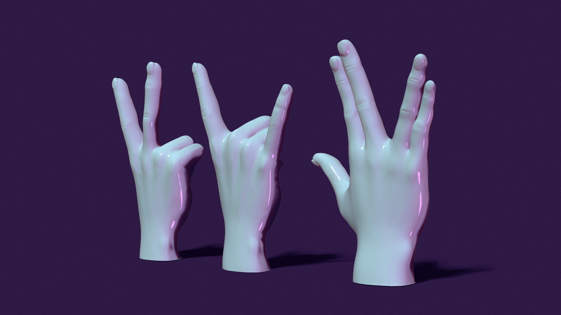 Hands In Three Poses 3D Model - TurboSquid 2132990