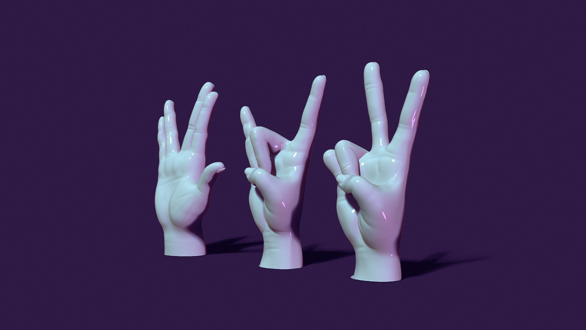 Hands In Three Poses 3D Model - TurboSquid 2132990