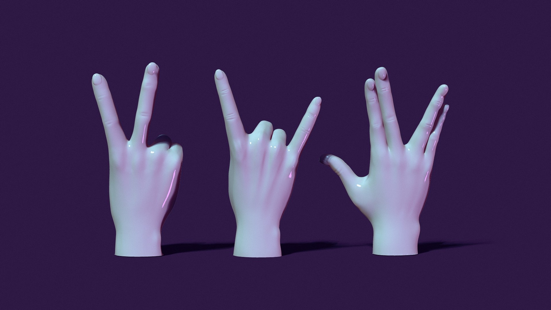 Hands In Three Poses 3D Model - TurboSquid 2132990