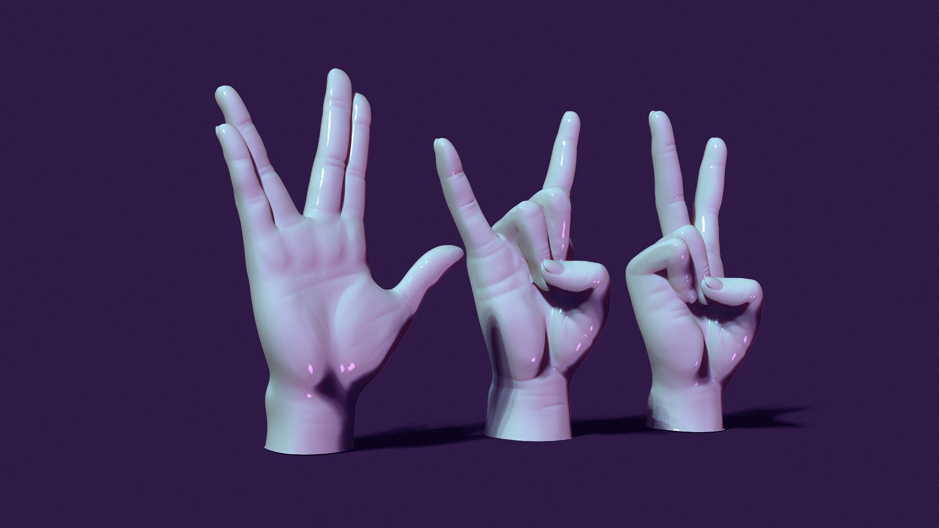 Hands In Three Poses 3D Model - TurboSquid 2132990
