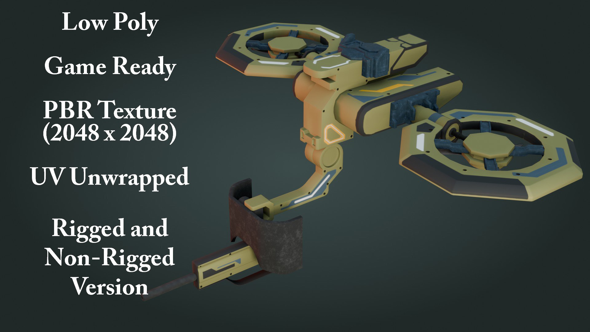 3D Sci-Fi Drone - Low Poly - Game Ready - PBR - TurboSquid 2228555