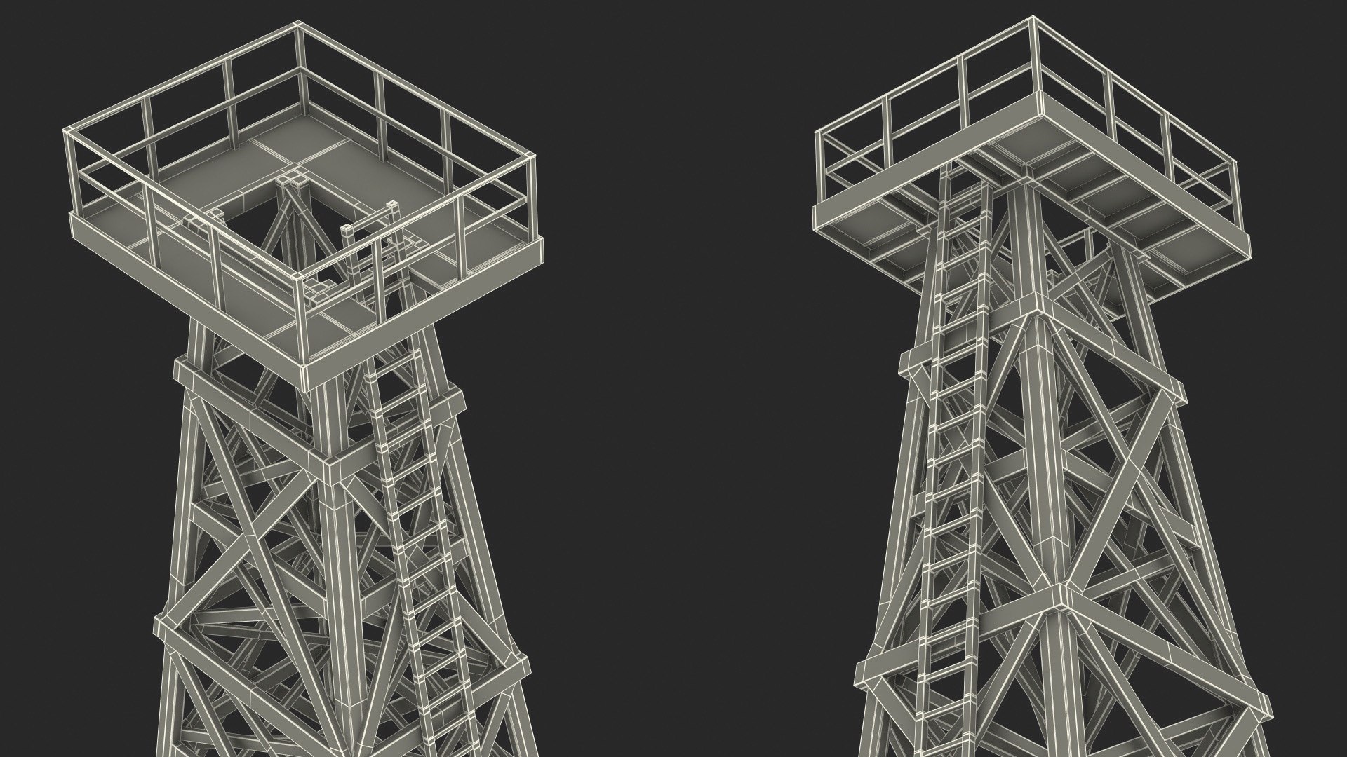 3D Wooden Derrick Tower model - TurboSquid 1987033