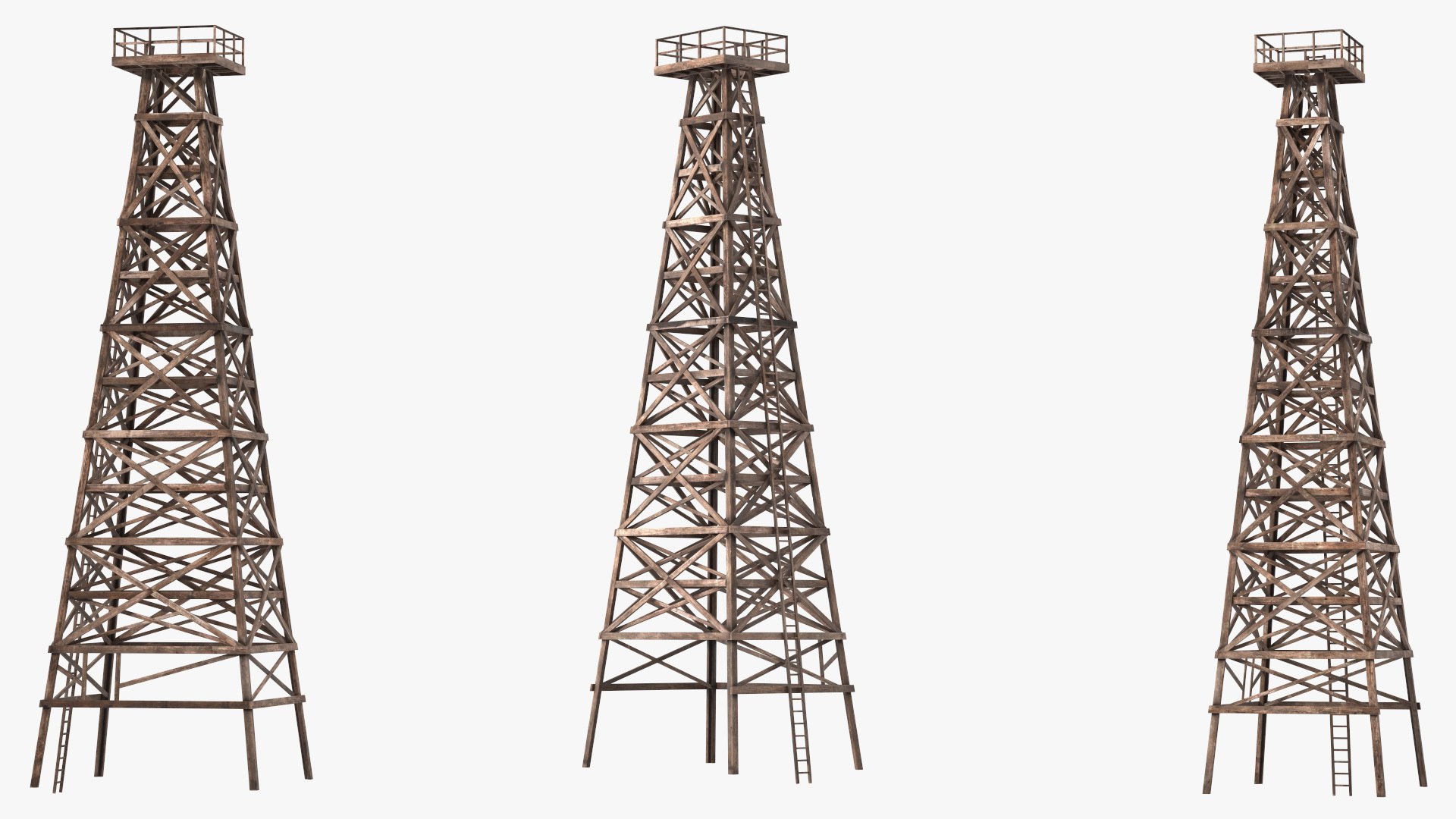 3D Wooden Derrick Tower model - TurboSquid 1987033