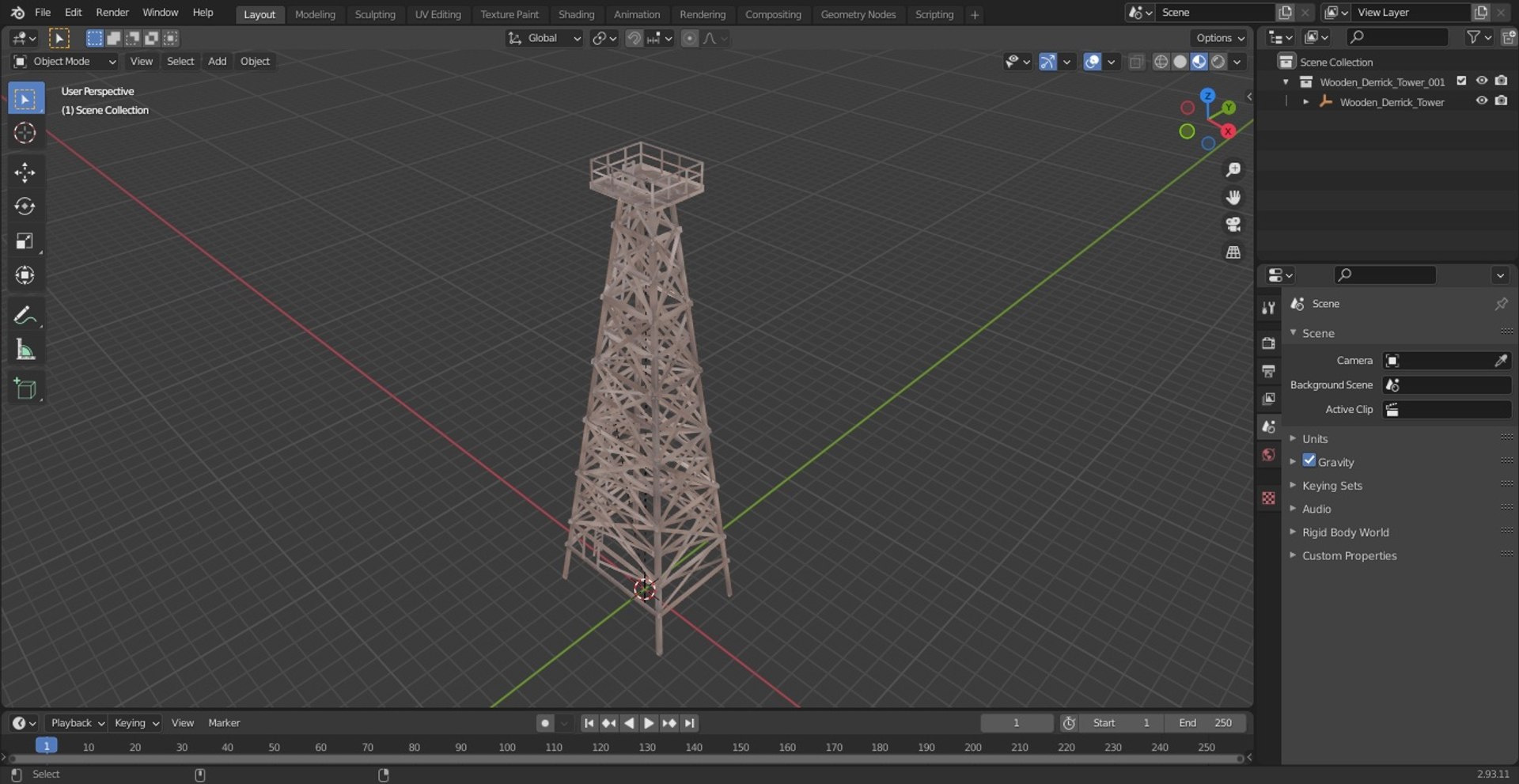 3D Wooden Derrick Tower model - TurboSquid 1987033