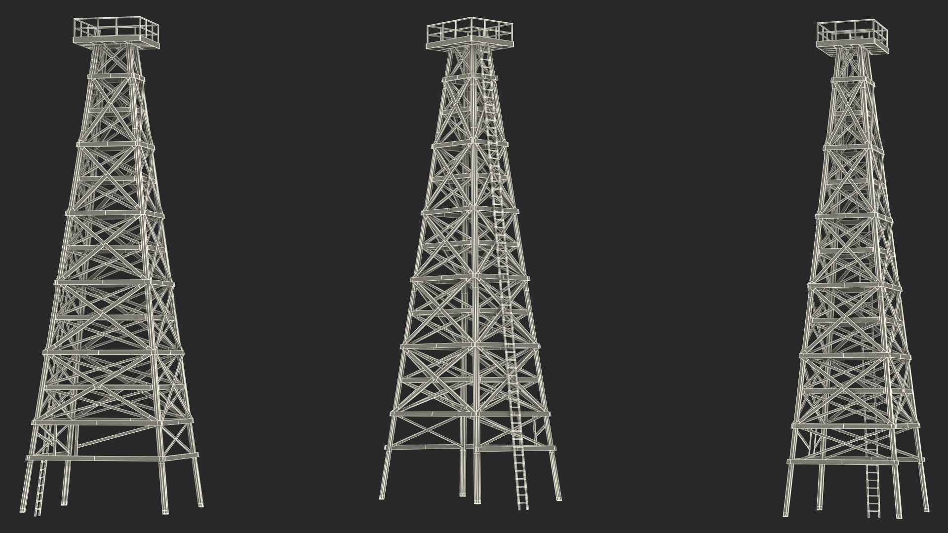 3D Wooden Derrick Tower model - TurboSquid 1987033