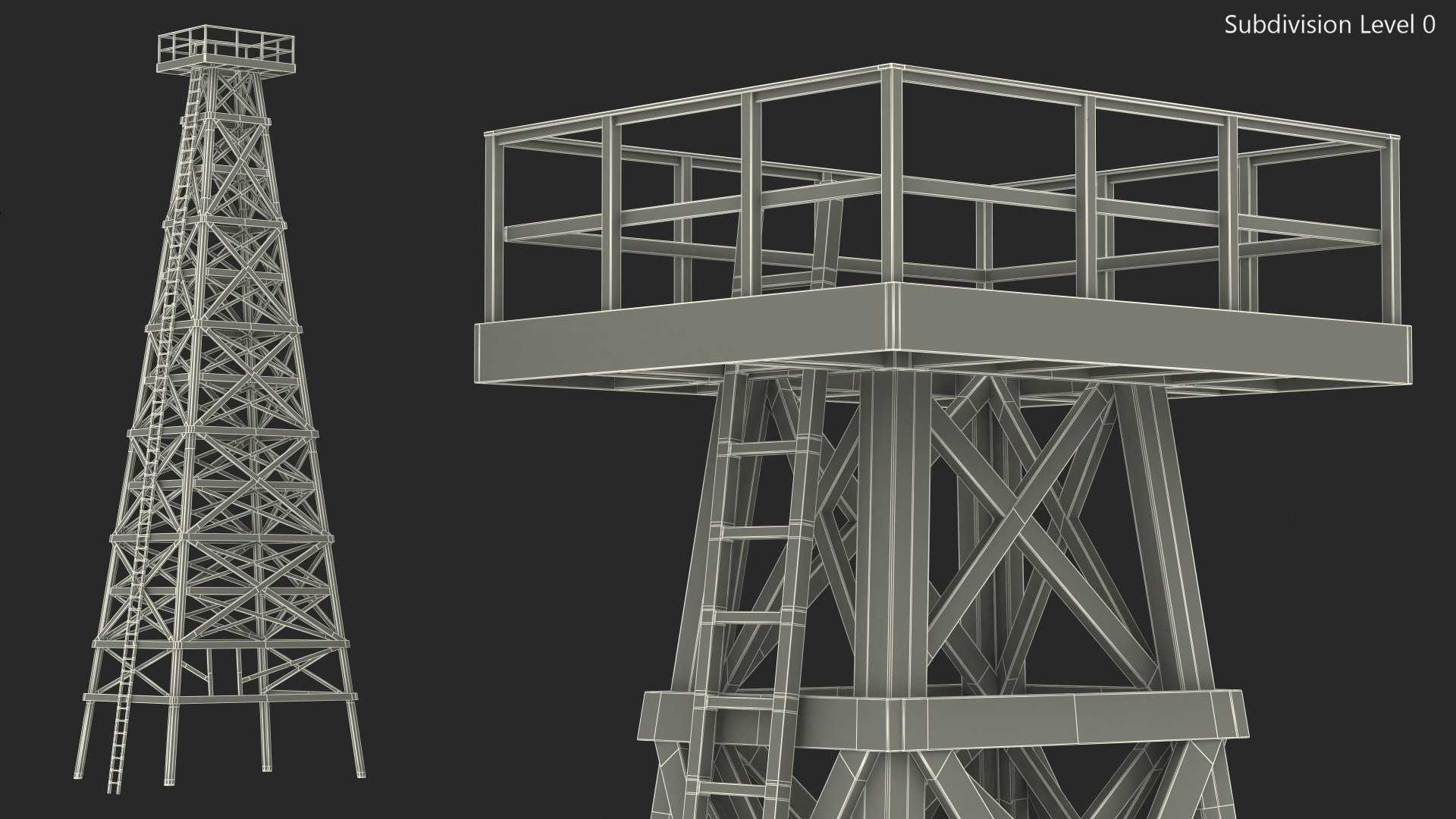 3D Wooden Derrick Tower model - TurboSquid 1987033