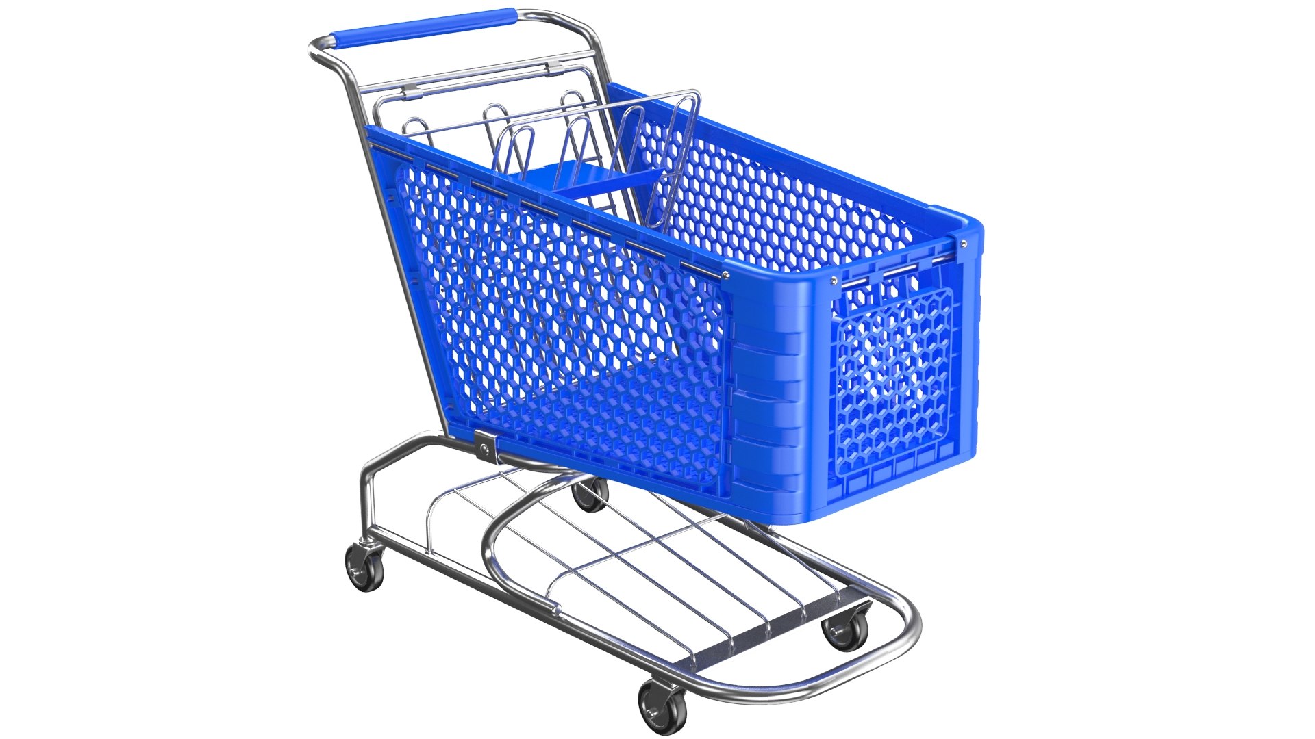 3D Model Detailed Blue Shopping Cart - TurboSquid 1999491