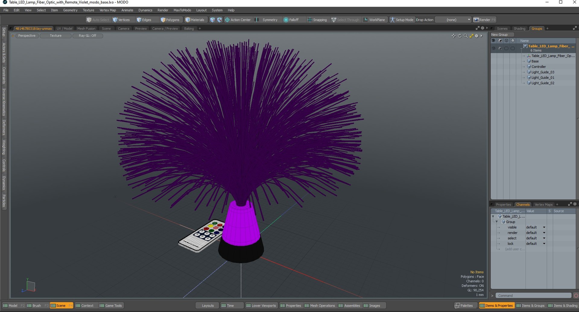 Table LED Lamp Fiber Optic With Remote Violet 3D Model - TurboSquid 2160568