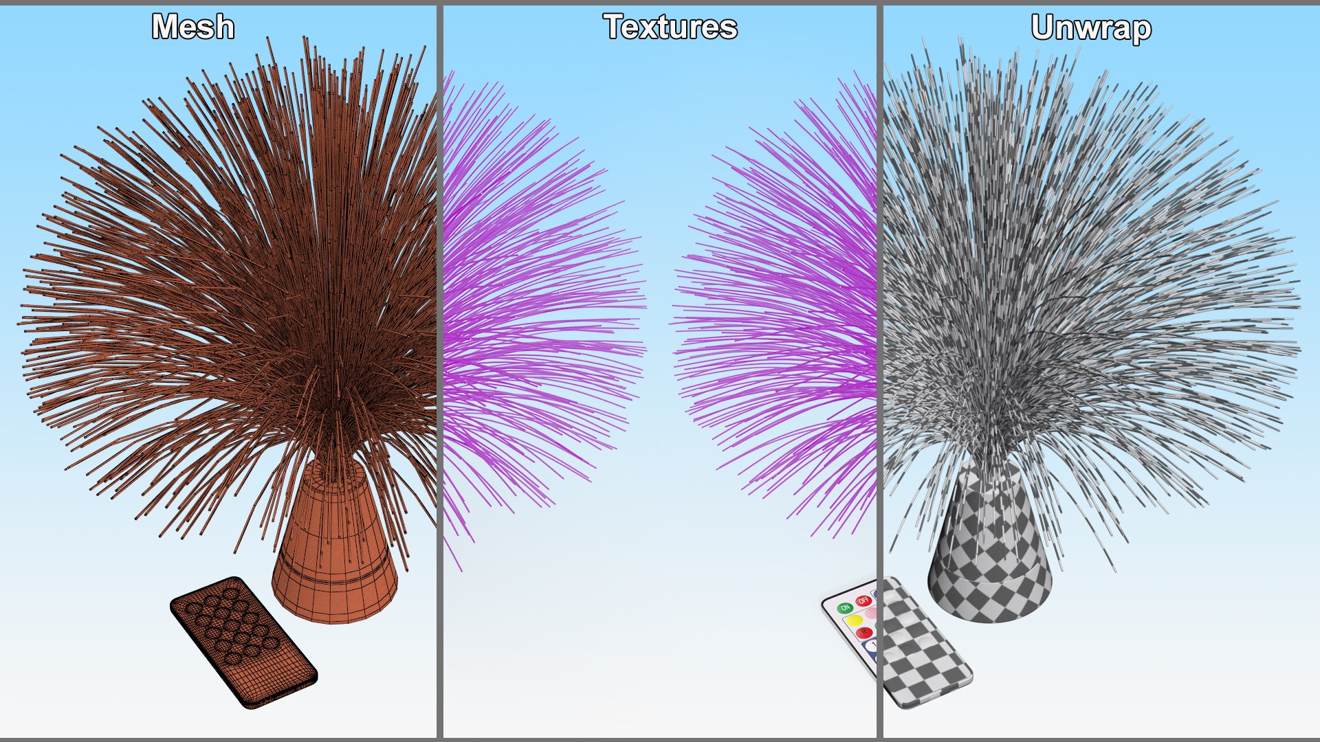 Table LED Lamp Fiber Optic With Remote Violet 3D Model - TurboSquid 2160568