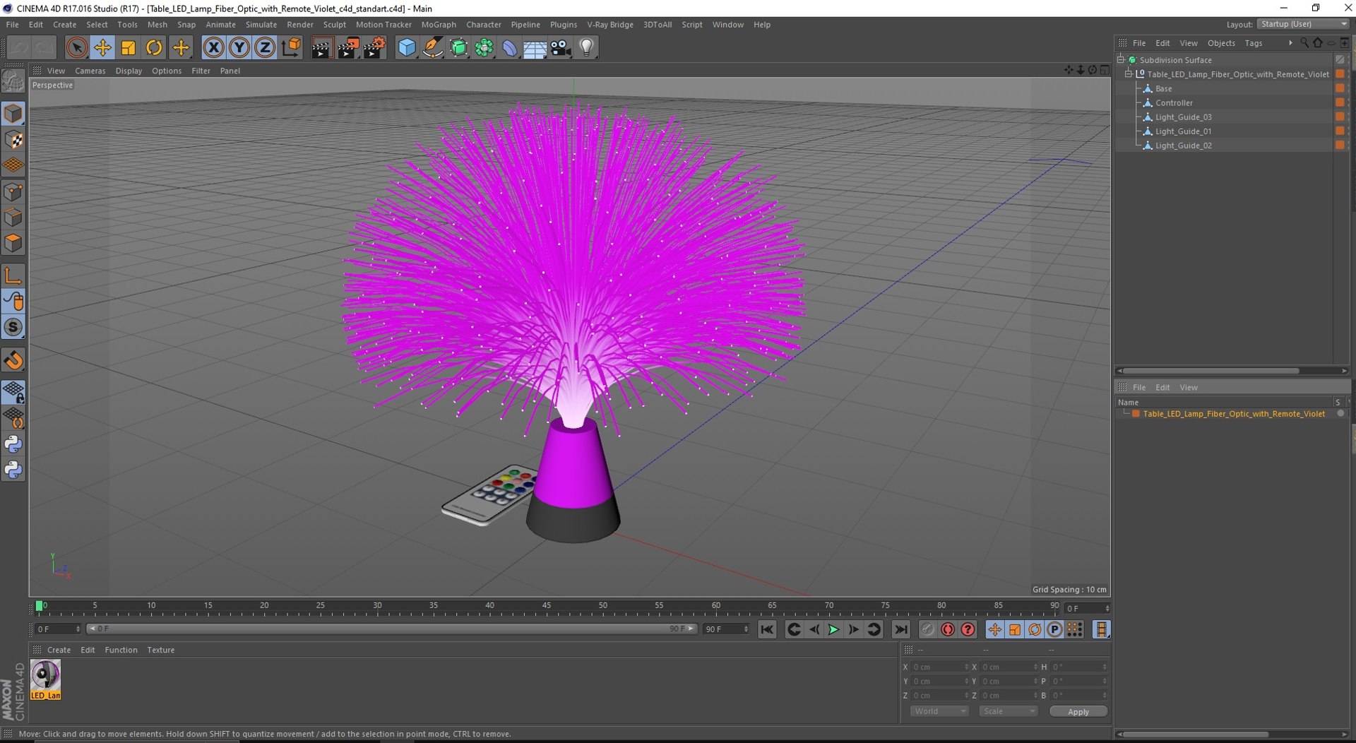 Table LED Lamp Fiber Optic With Remote Violet 3D Model - TurboSquid 2160568