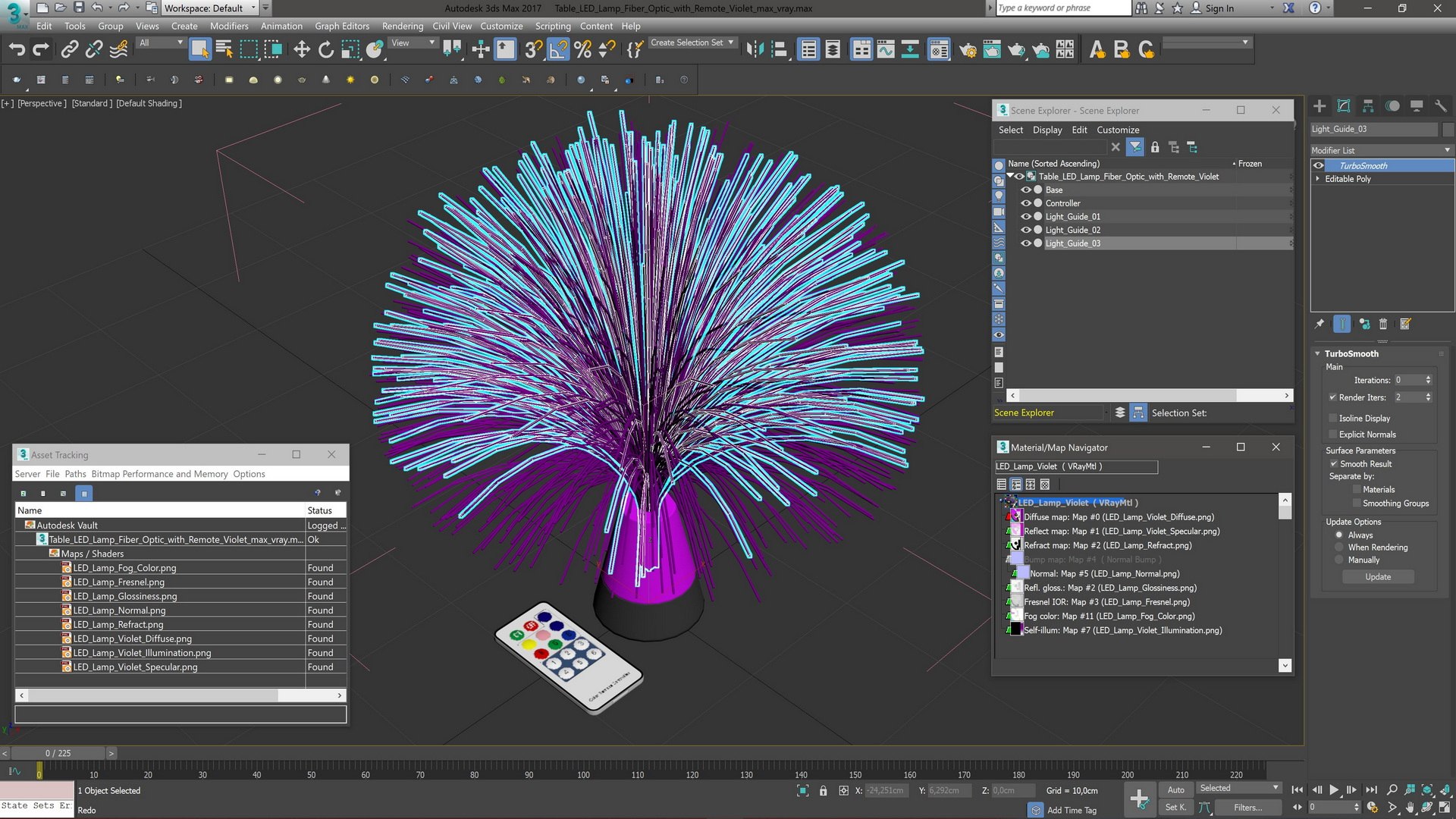 Table LED Lamp Fiber Optic With Remote Violet 3D Model - TurboSquid 2160568