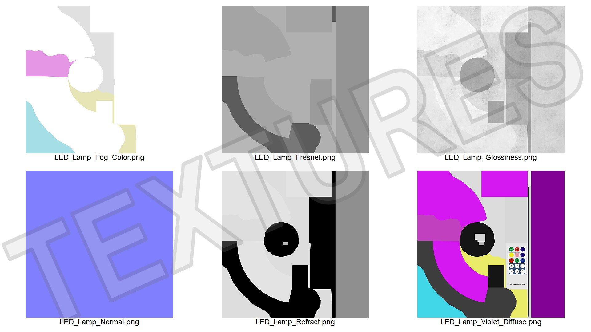 Table LED Lamp Fiber Optic With Remote Violet 3D Model - TurboSquid 2160568