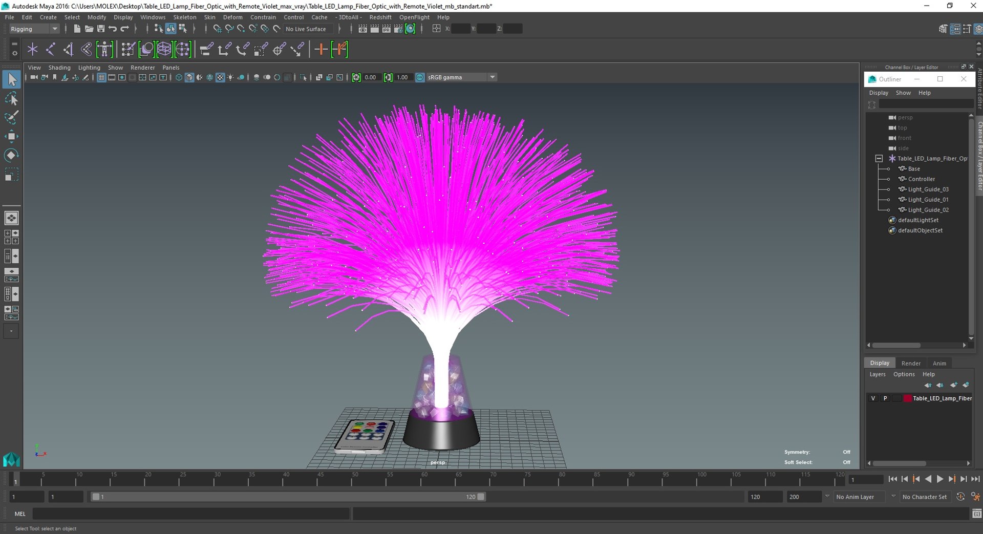 Table LED Lamp Fiber Optic With Remote Violet 3D Model - TurboSquid 2160568