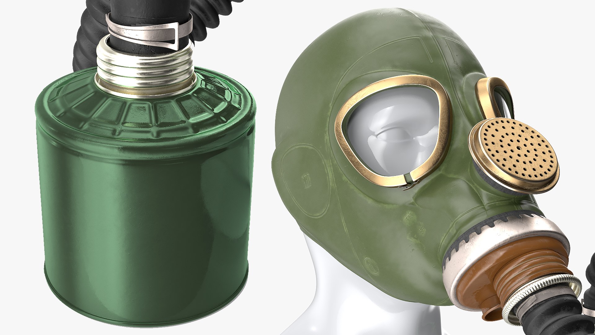 Green gas mask long 3D model - TurboSquid 1574418