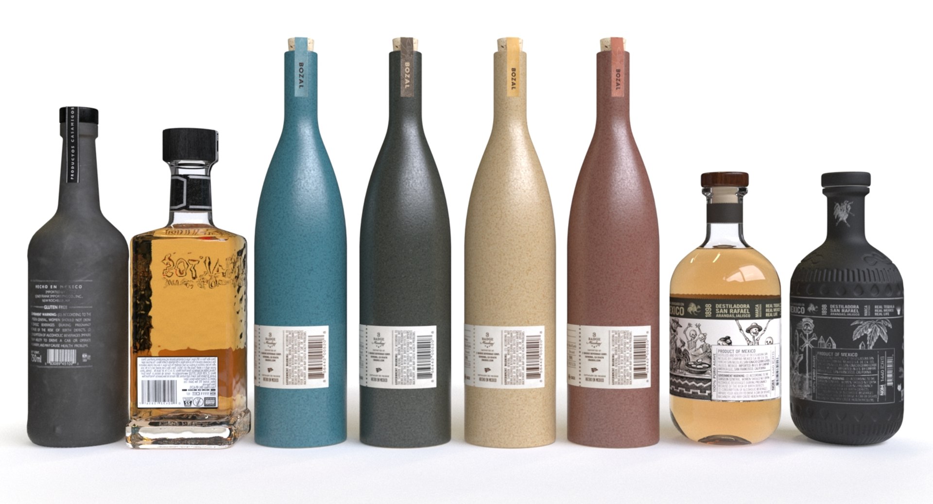 3D Model Tequila Bottles Bozal - TurboSquid 1478171