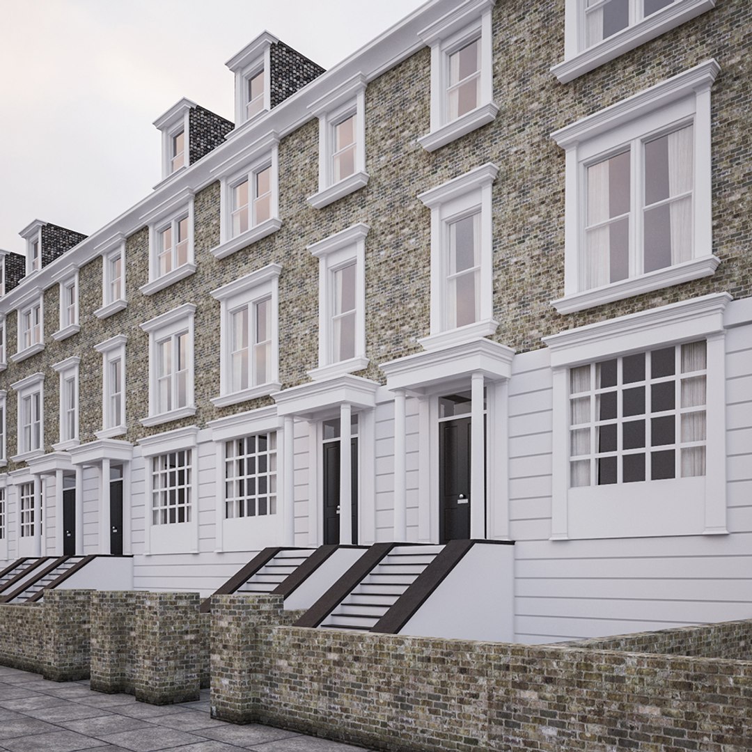 Georgian Terrace Residential Houses 3d Model