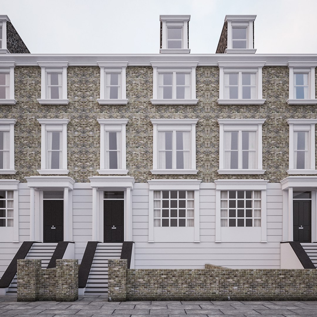 Georgian Terrace Residential Houses 3d Model