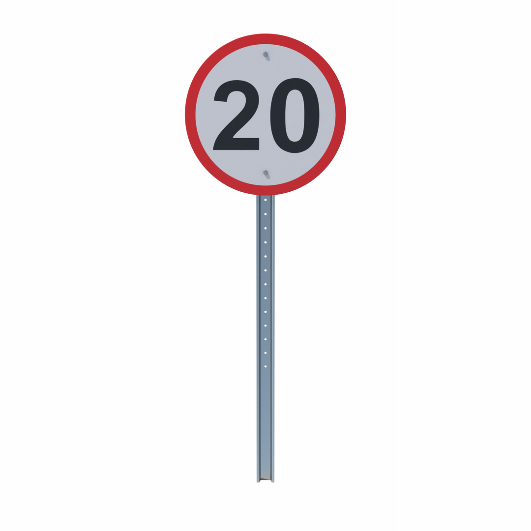 3D Road Sign Maximum Speed 20 - TurboSquid 2105473