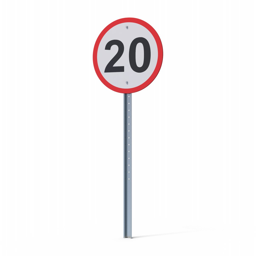 3D Road Sign Maximum Speed 20 - TurboSquid 2105473