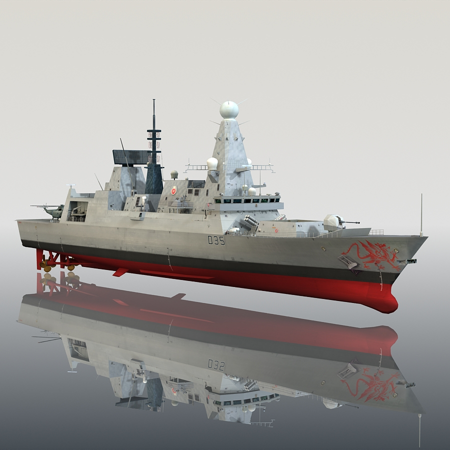 3d model hms dragon d35 type 45