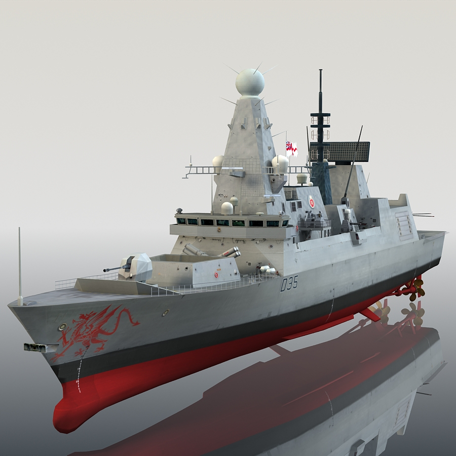 3d model hms dragon d35 type 45