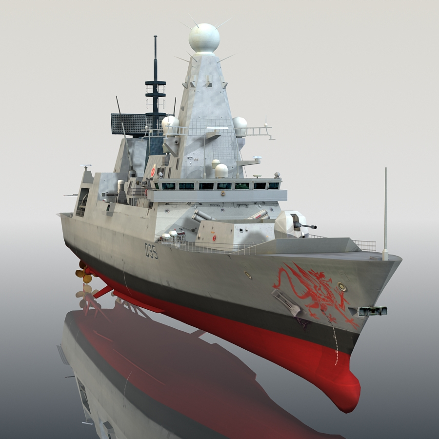 3d model hms dragon d35 type 45