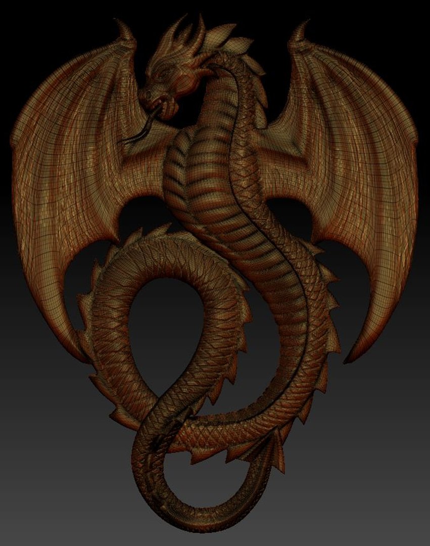 3d Bas-relief Dragon