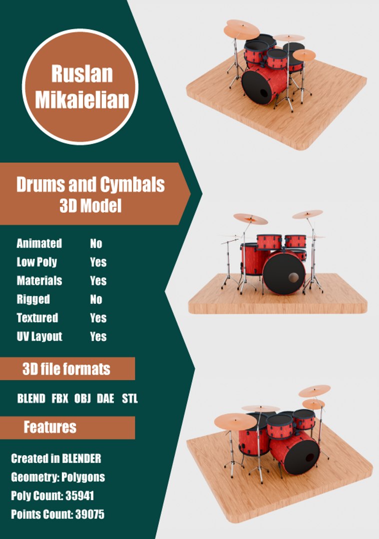 Drums And Cymbals 3D Model - TurboSquid 2231734