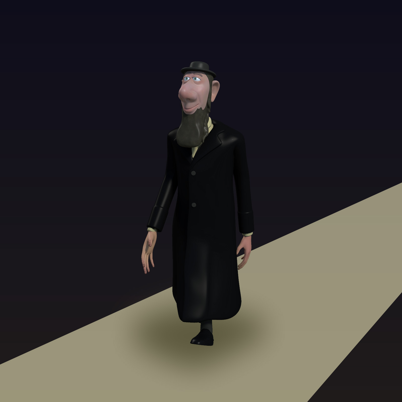 rabbi cartoon character 3d fbx